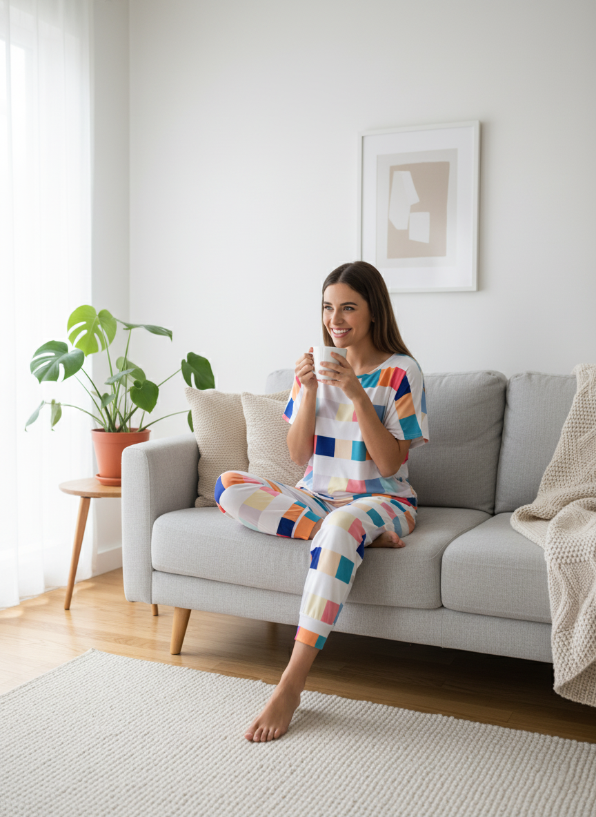 Conjunto Pijama Cuadros Colores – Maskki