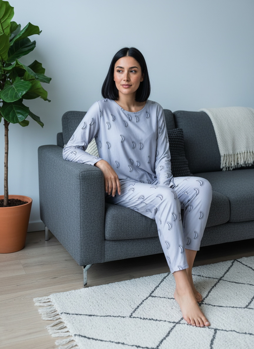 Conjunto Pijama Lunas Manga Larga – Maskki